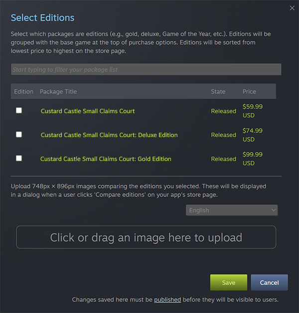 Gérer les éditions (Documentation Steamworks)